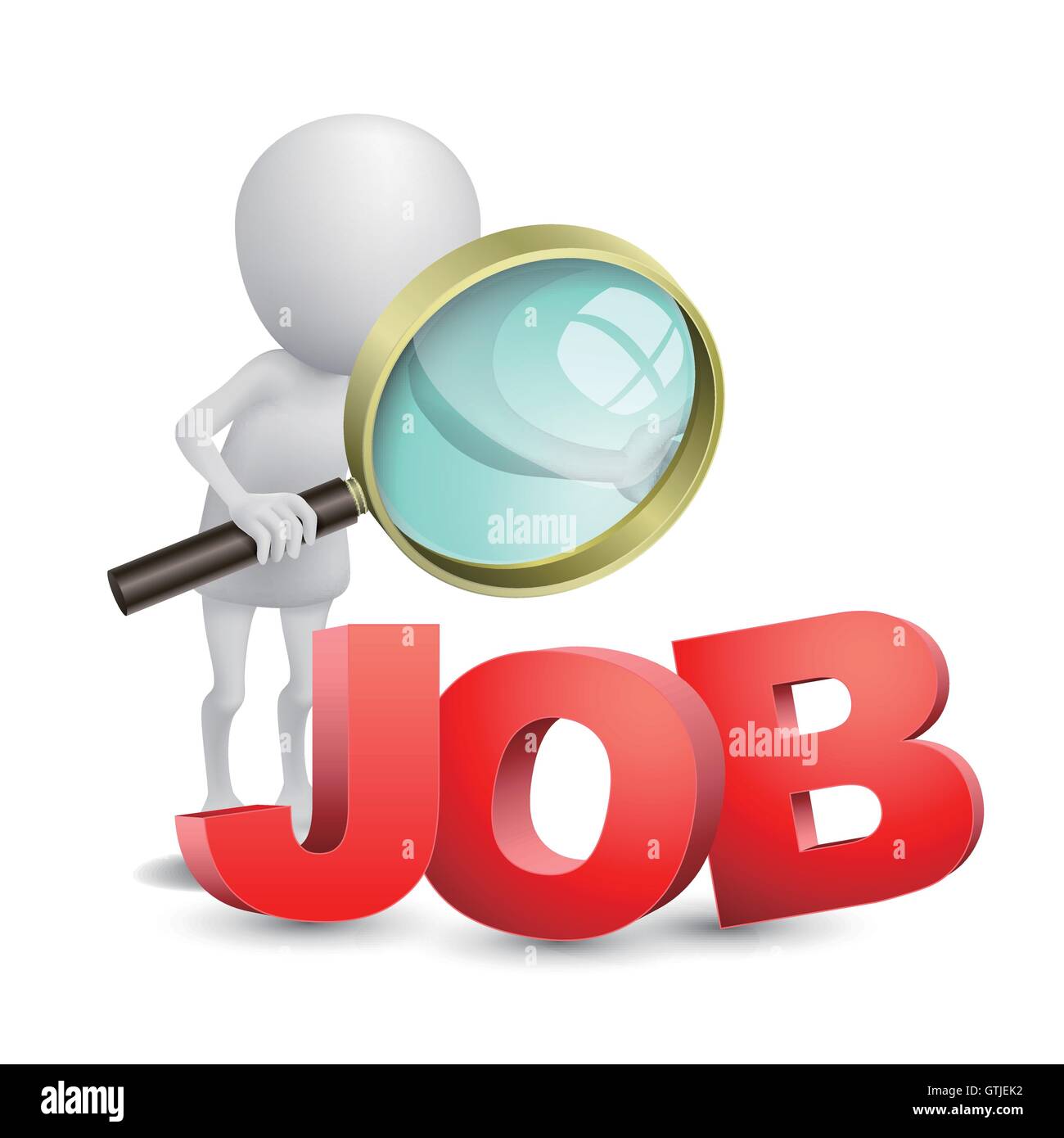 3d person with magnifying glass searching for job Stock Vector Image ...