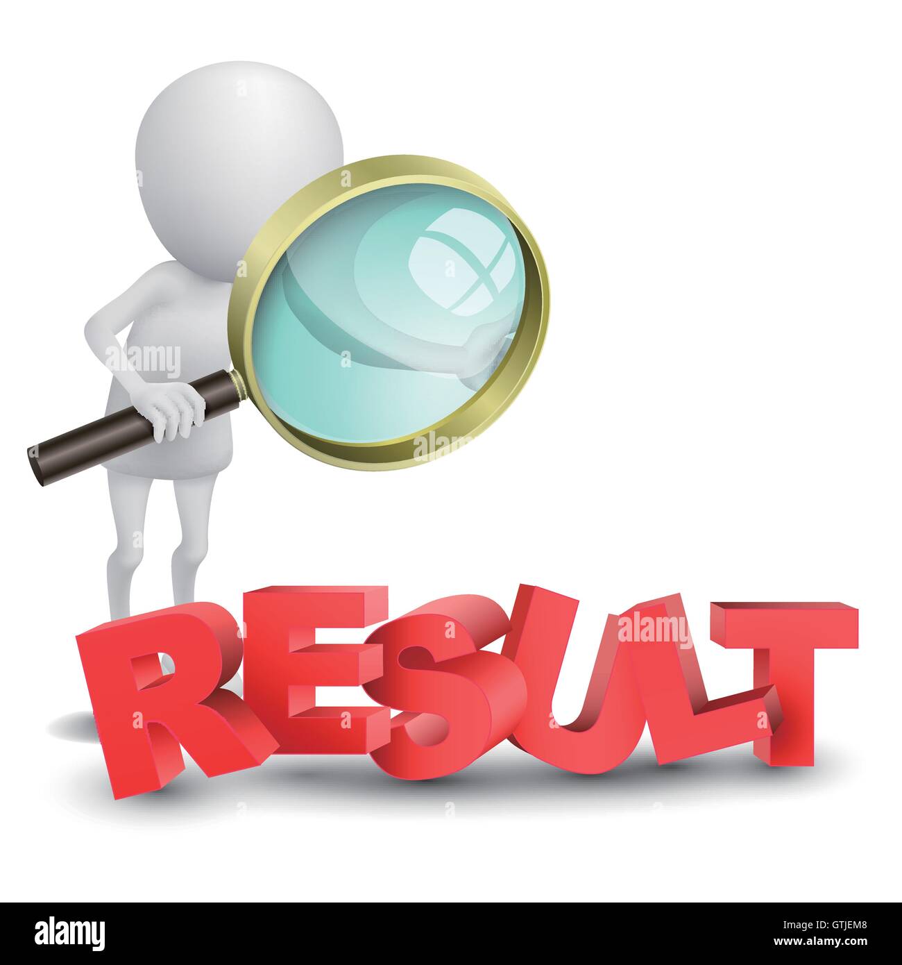 3d person watching a word "result" with a magnifying glass Stock Vector ...