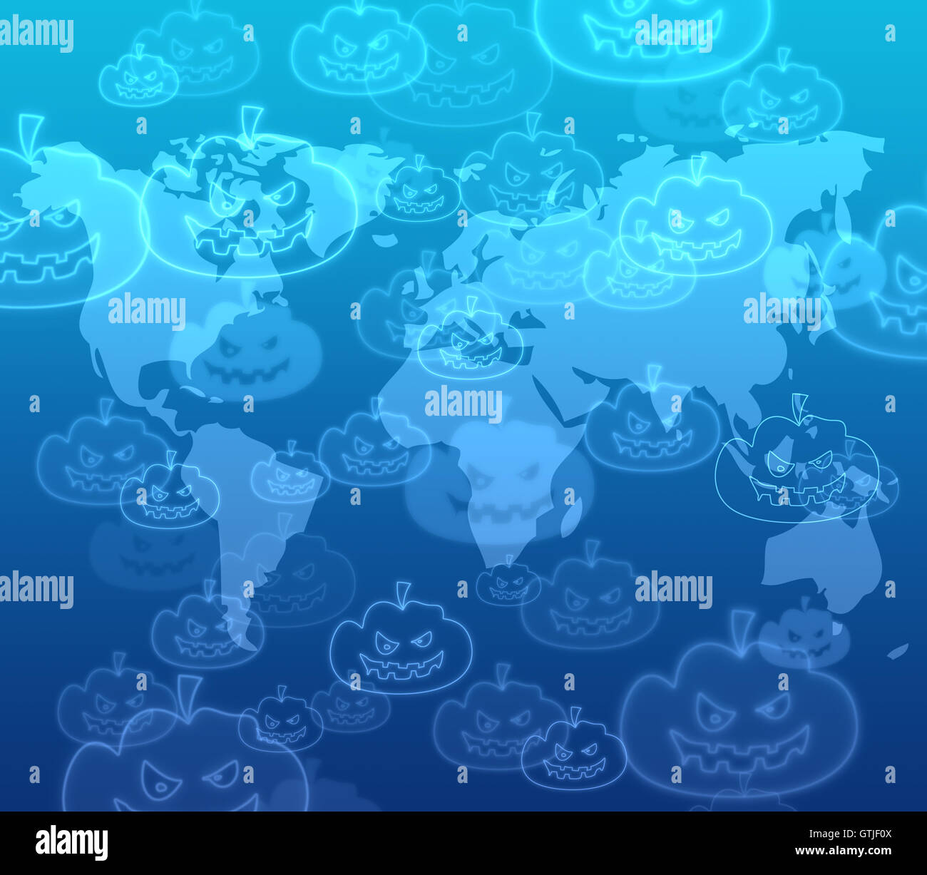 Pumpkin button on world map background Stock Photo - Alamy