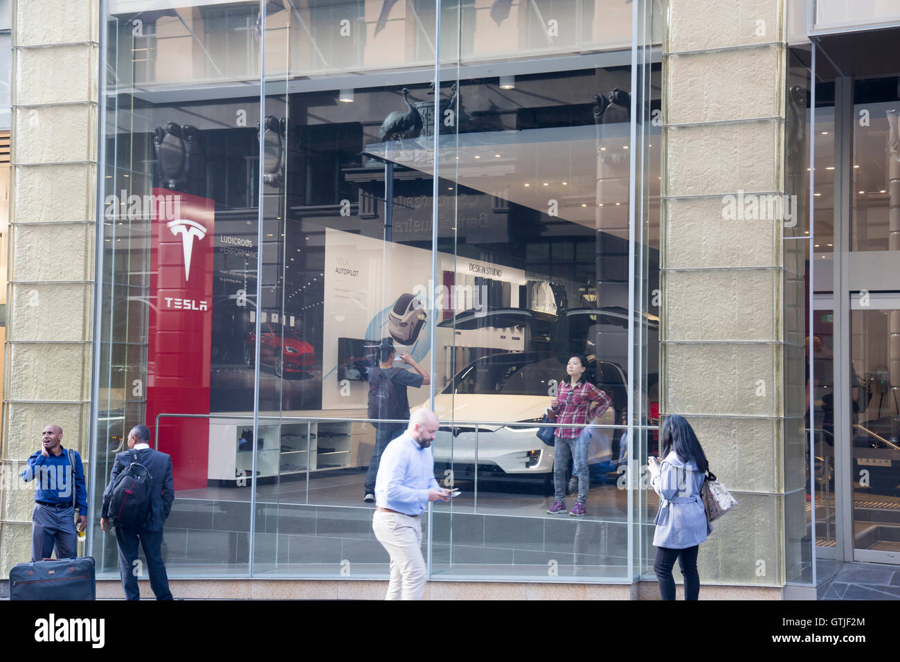 Tesla car showroom in Martin Place, Sydney city centre,New south wales ...