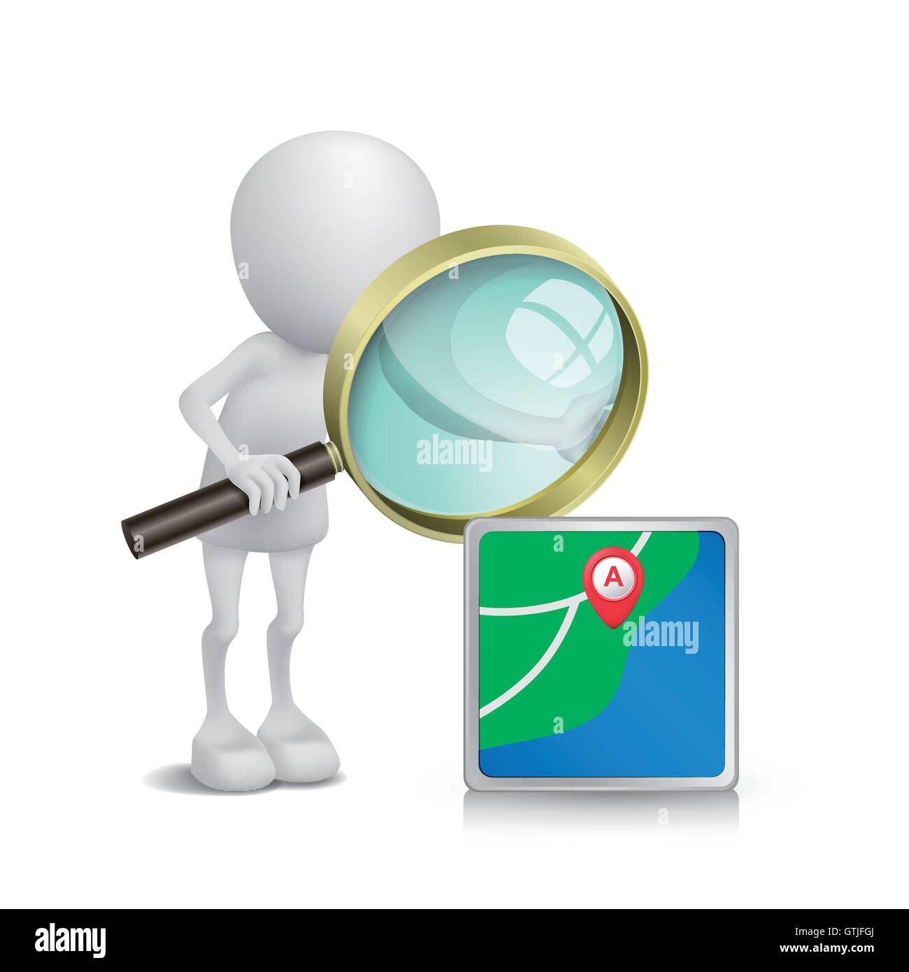 3d person watching a navigator with a magnifying glass Stock Vector ...