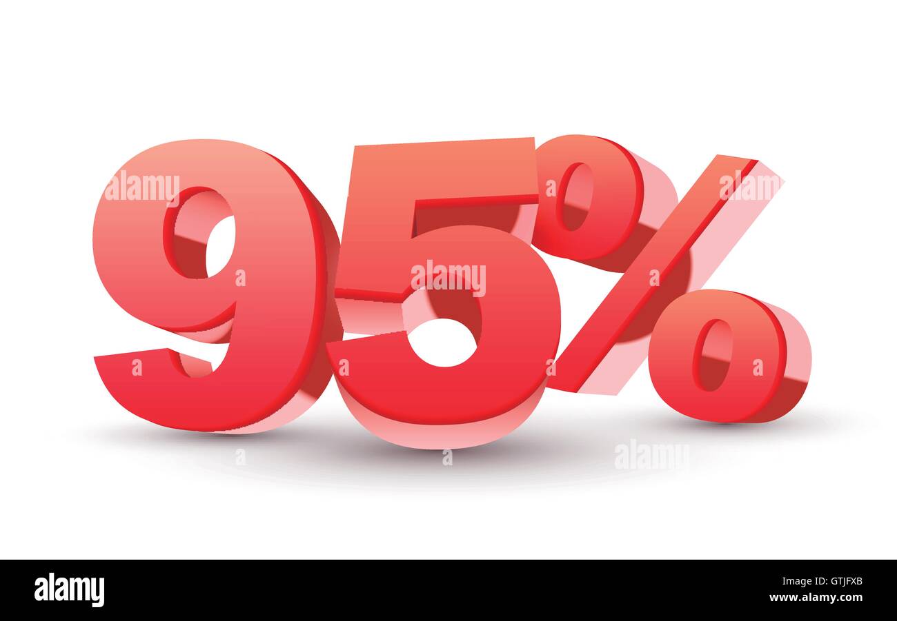 3d Shiny Red Discount Collection 95 Percent Isolated White Background