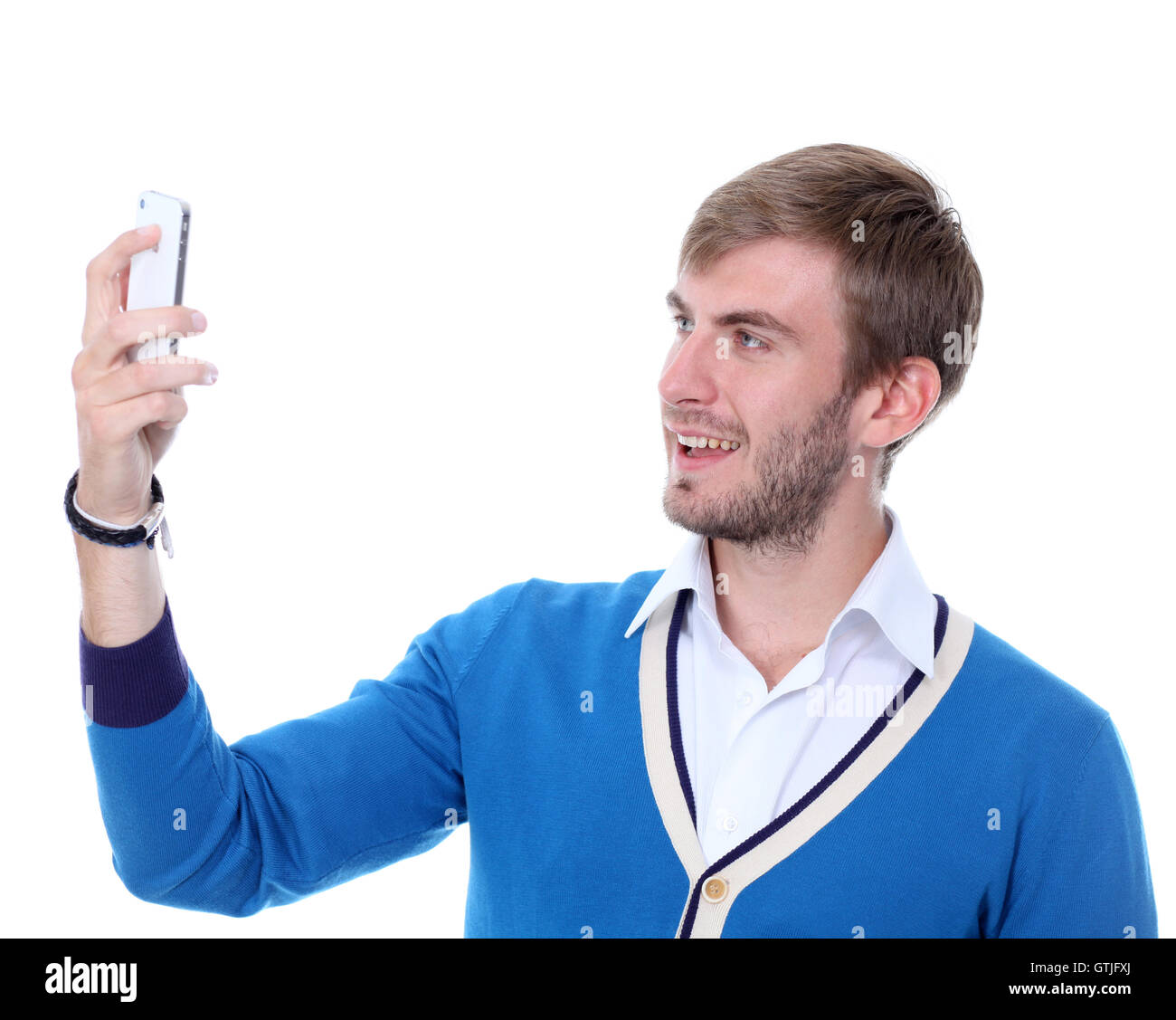 young man on his mobile phone Stock Photo - Alamy