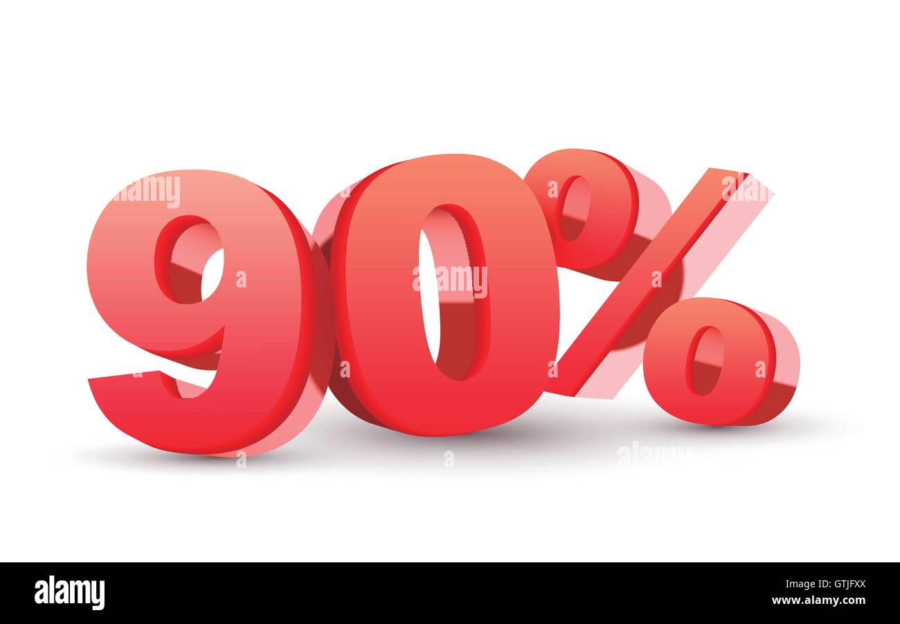 3d Shiny Red Discount Collection 90 Percent Isolated White Background