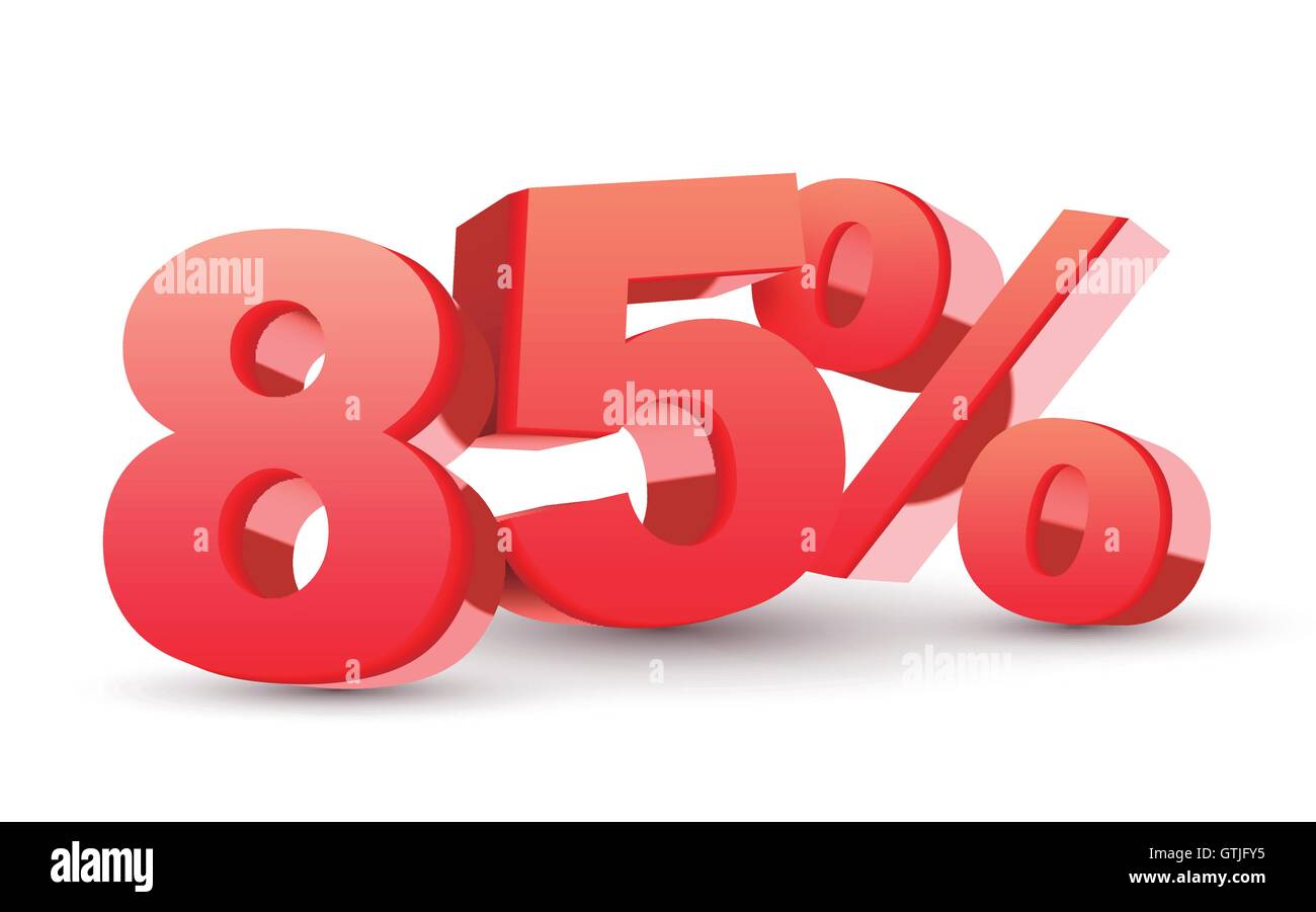 3d Shiny Red Discount Collection 85 Percent Isolated White Background