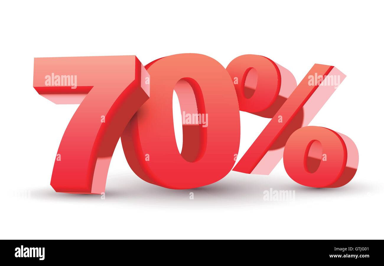 3d Shiny Red Discount Collection 70 Percent Isolated White Background