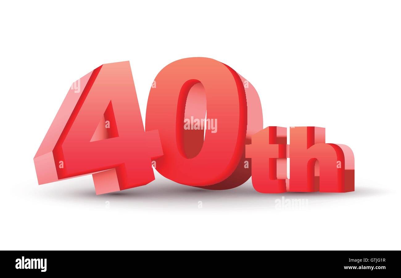 3d anniversary, 40th, isolated on white background Stock Vector Image ...