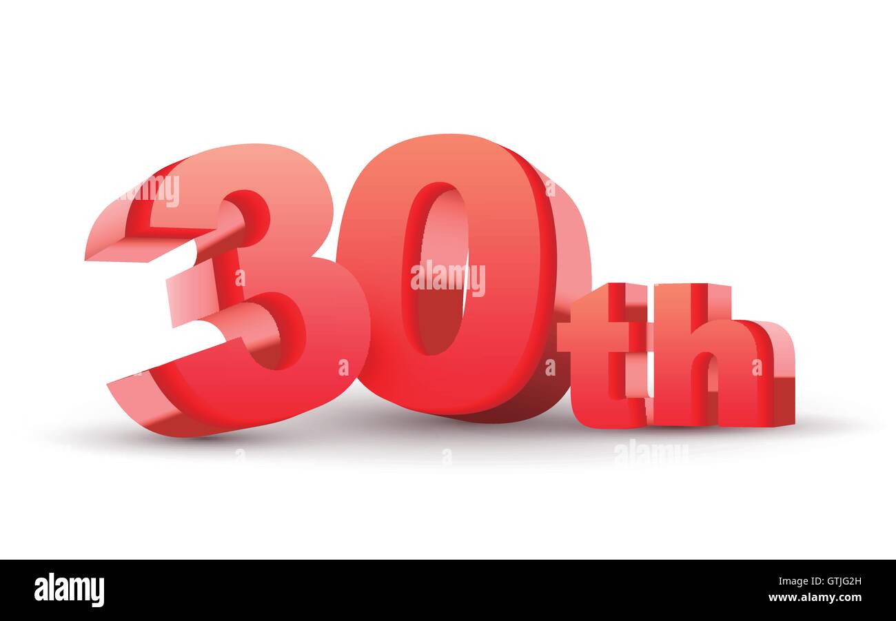 3d anniversary, 30th, isolated on white background Stock Vector Image ...