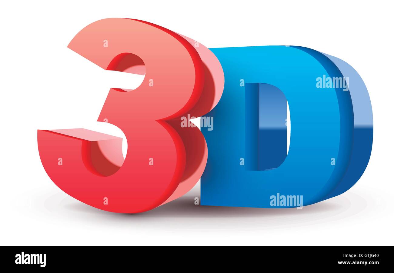 word 3D with a shiny glossy surface isolated white background Stock ...