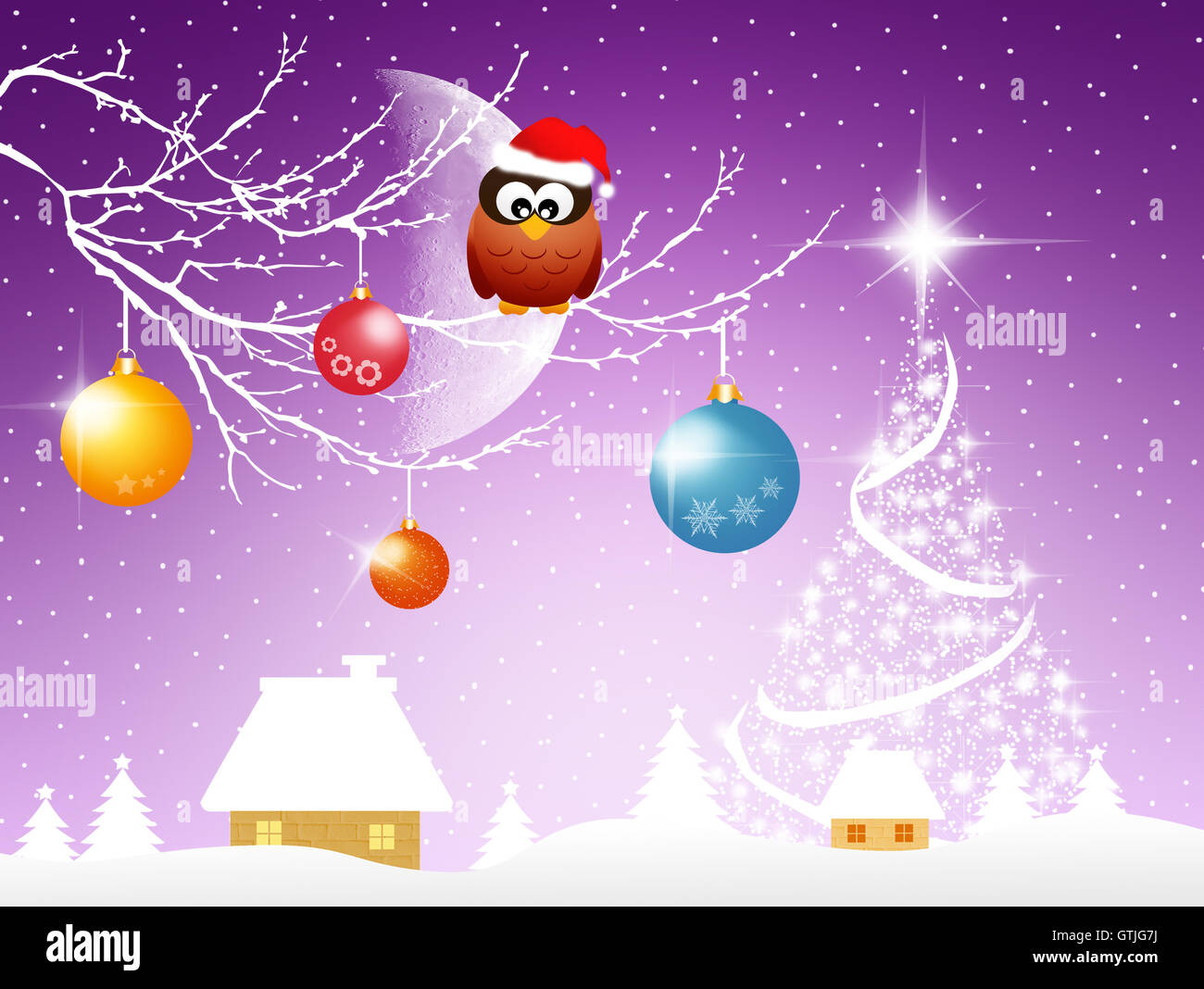 Owl at Christmas Stock Photo - Alamy