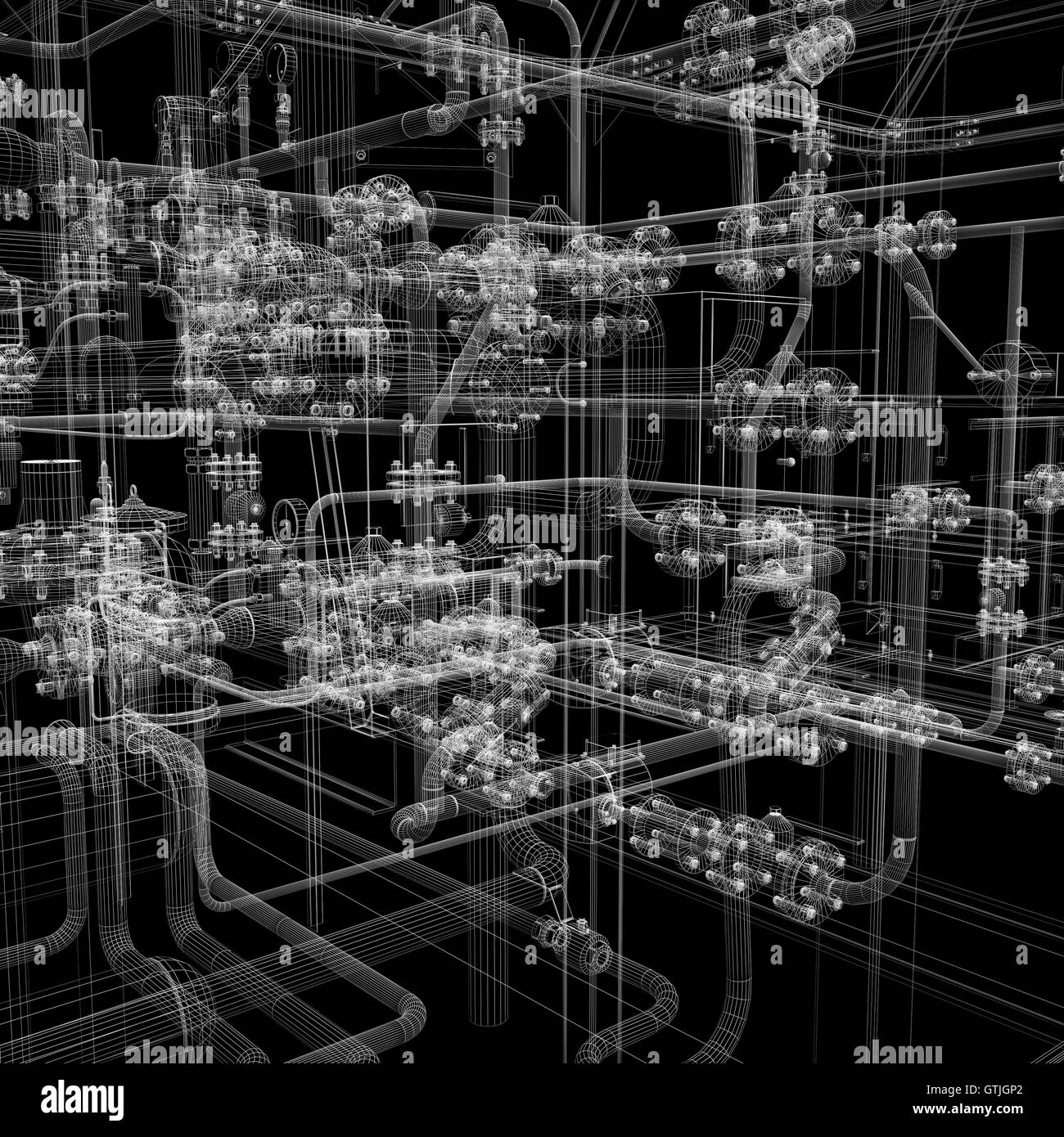 Industrial equipment. Wire-frame render Stock Photo - Alamy