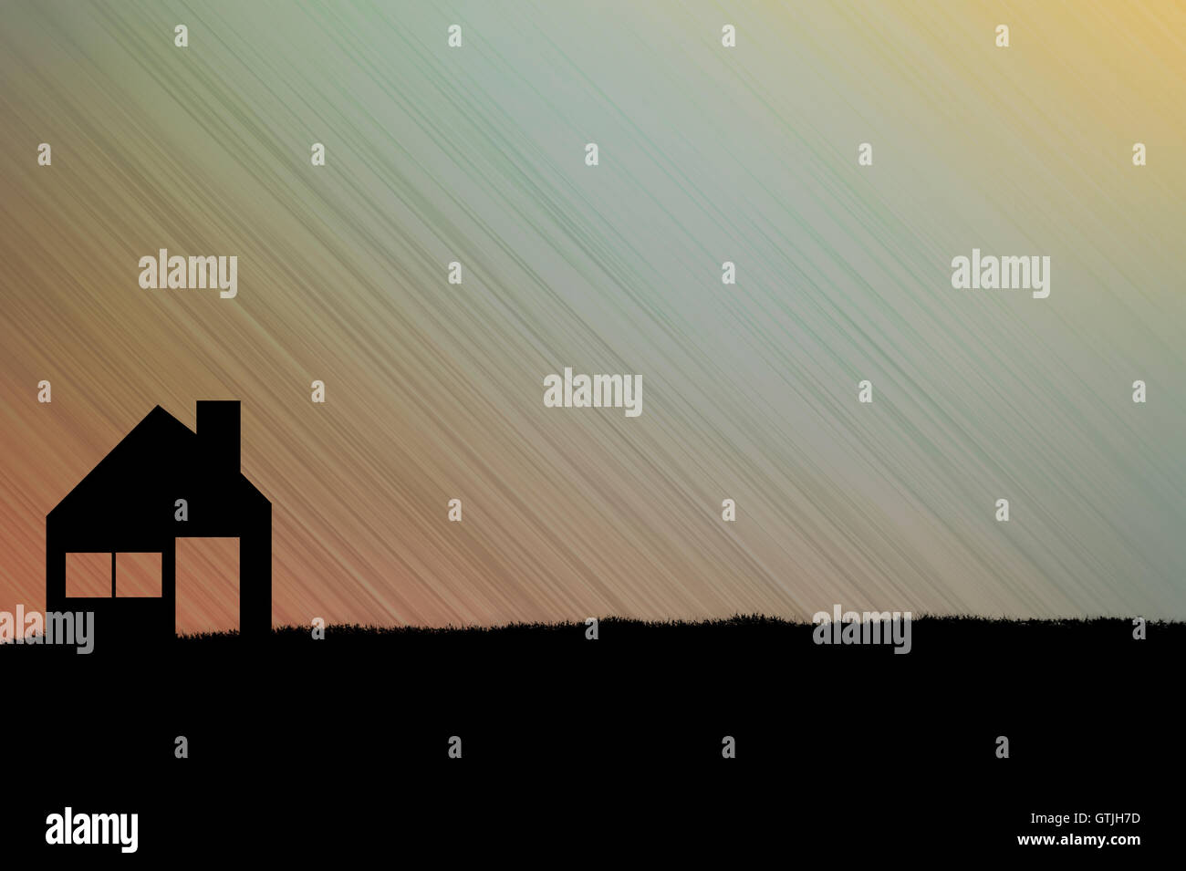 Silhouette of Home on abstract background Stock Photo - Alamy