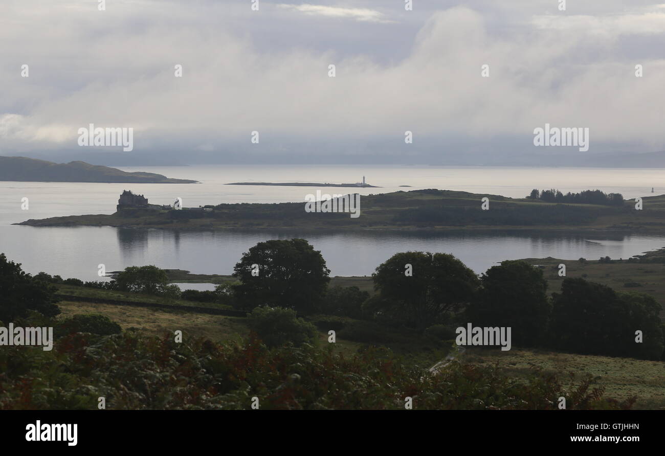 Elevated view of Duart Castle Isle of Mull Scotland September 2016 ...
