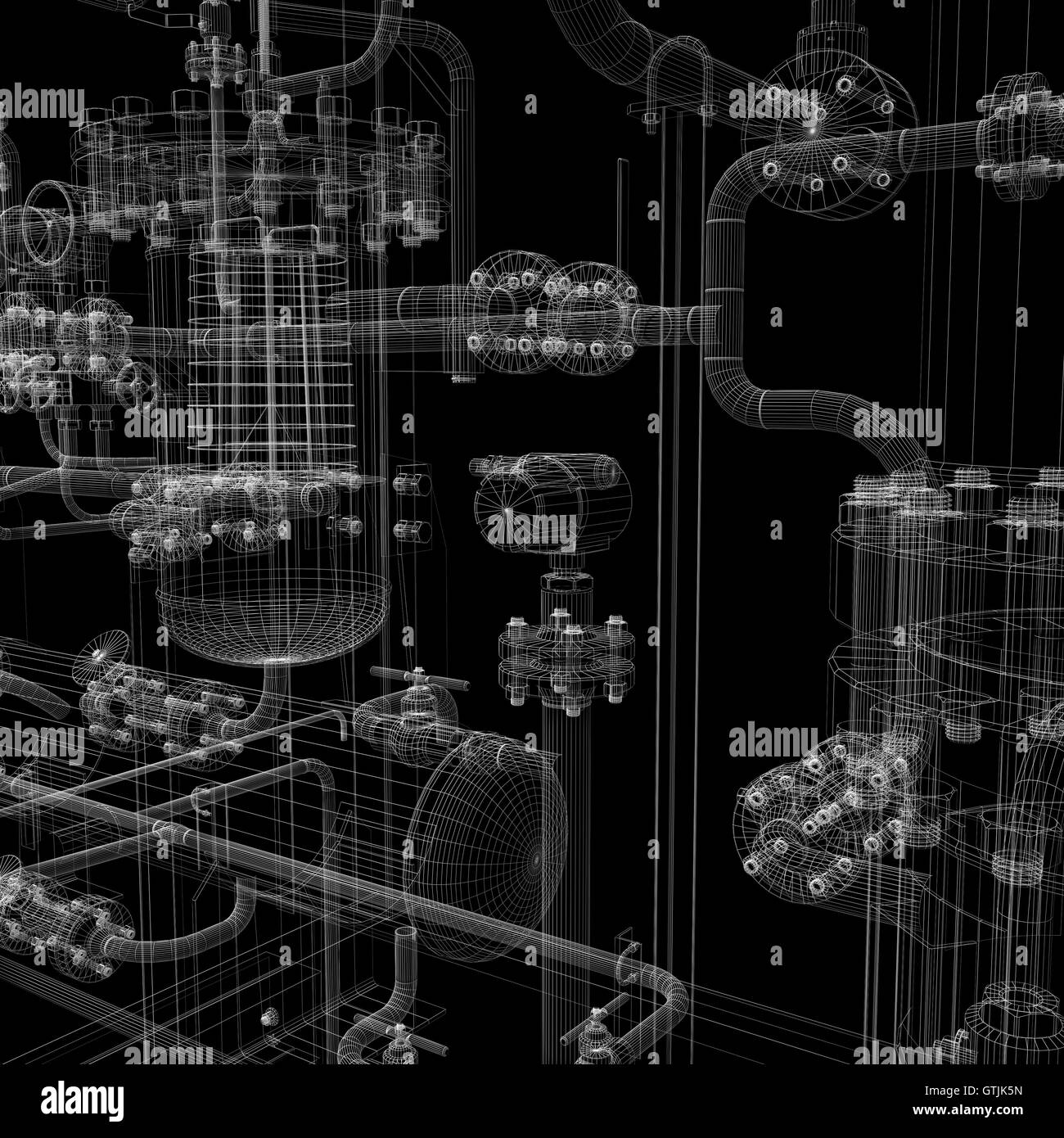 Industrial equipment. Wire-frame render Stock Photo - Alamy