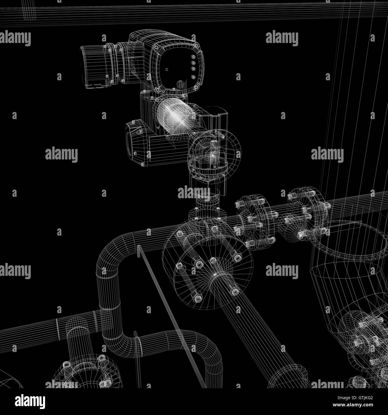 Industrial equipment. Wire-frame render Stock Photo - Alamy
