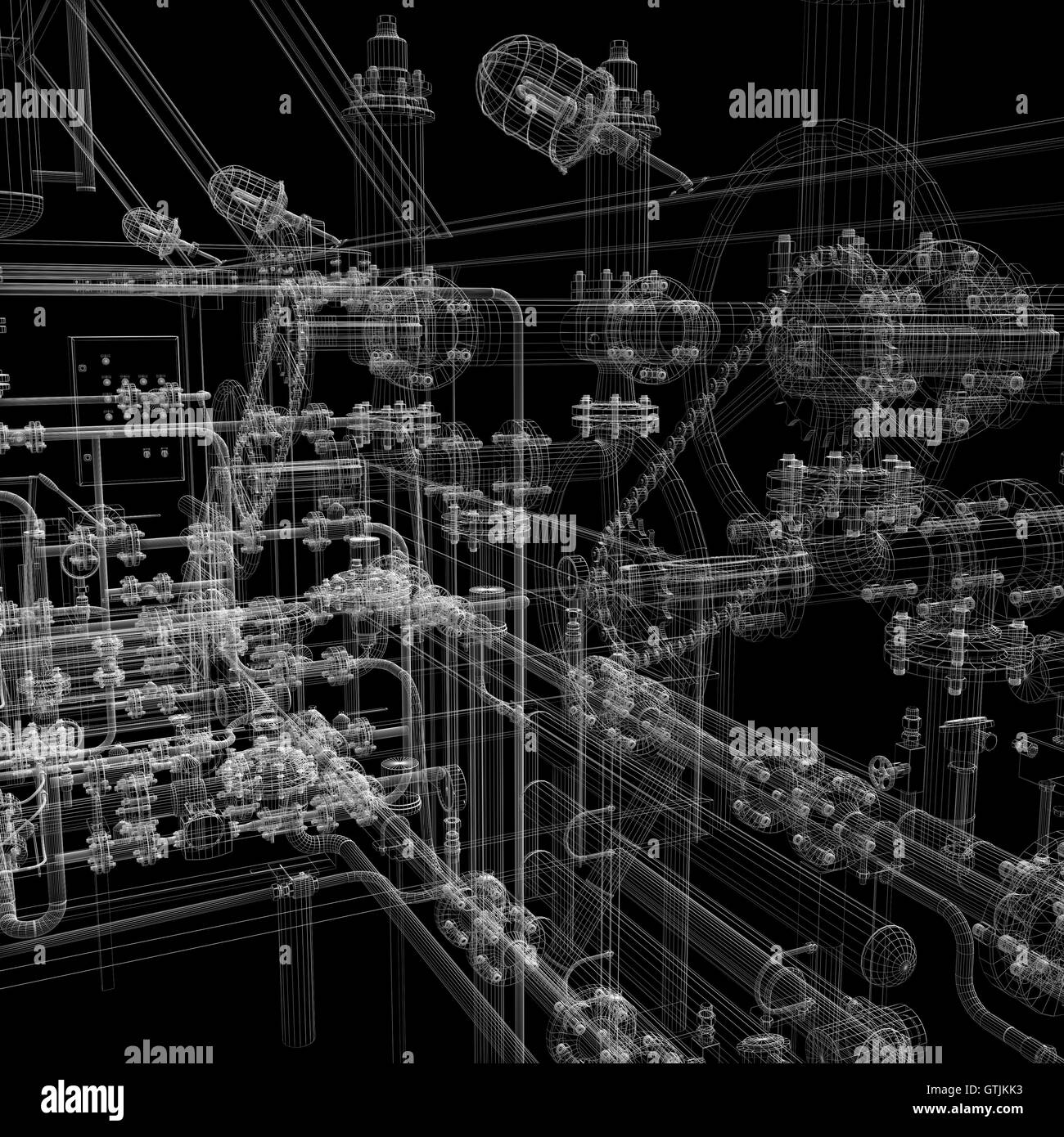Industrial equipment. Wire-frame render Stock Photo - Alamy