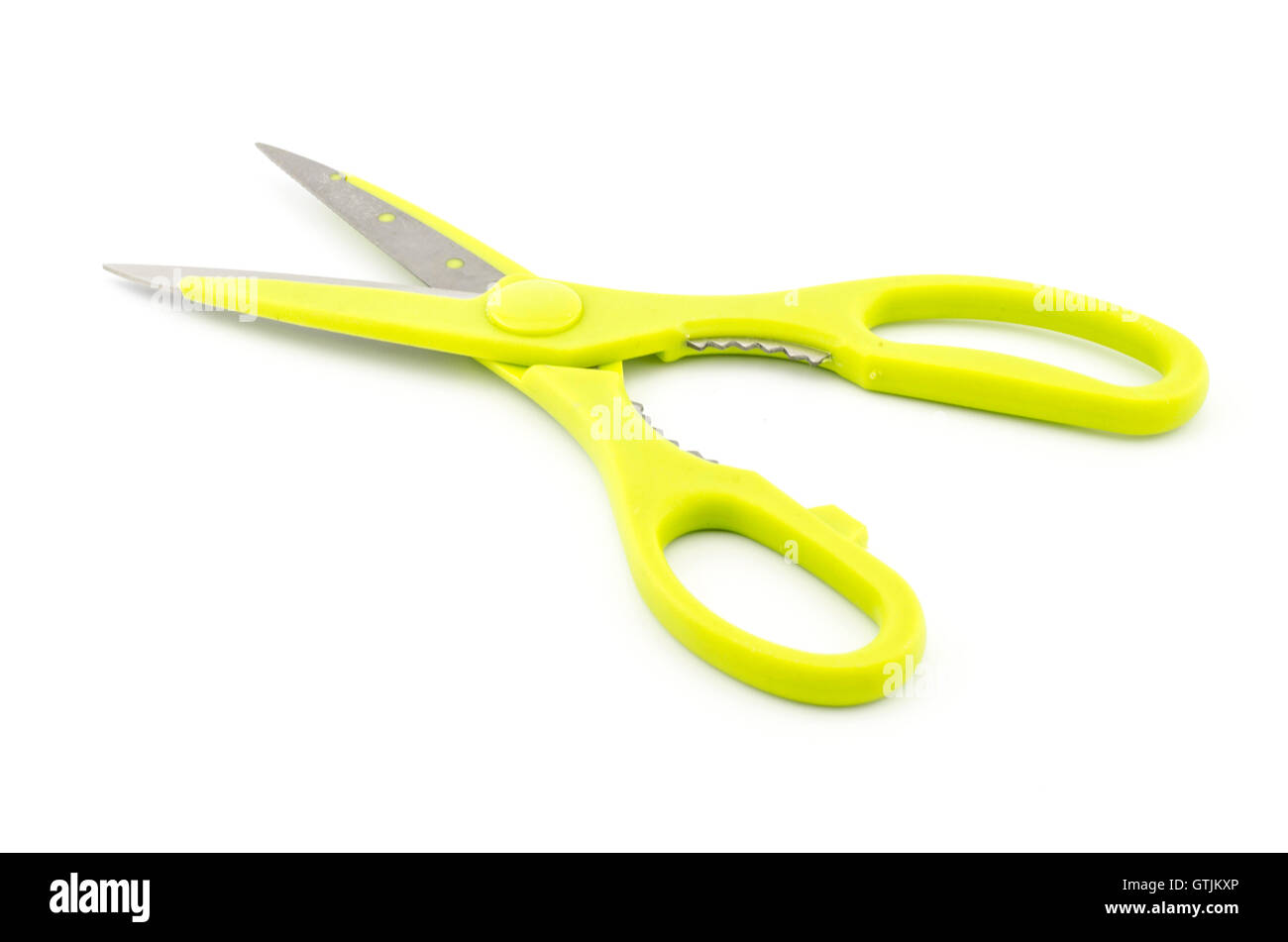 green scissors isolated on white background Stock Photo - Alamy