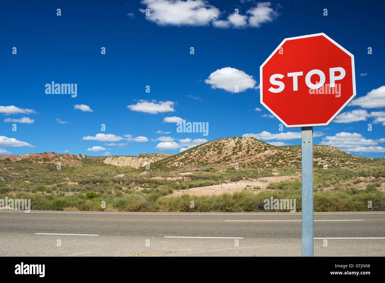 Stop traffic sign with blue sky Stock Photo - Alamy
