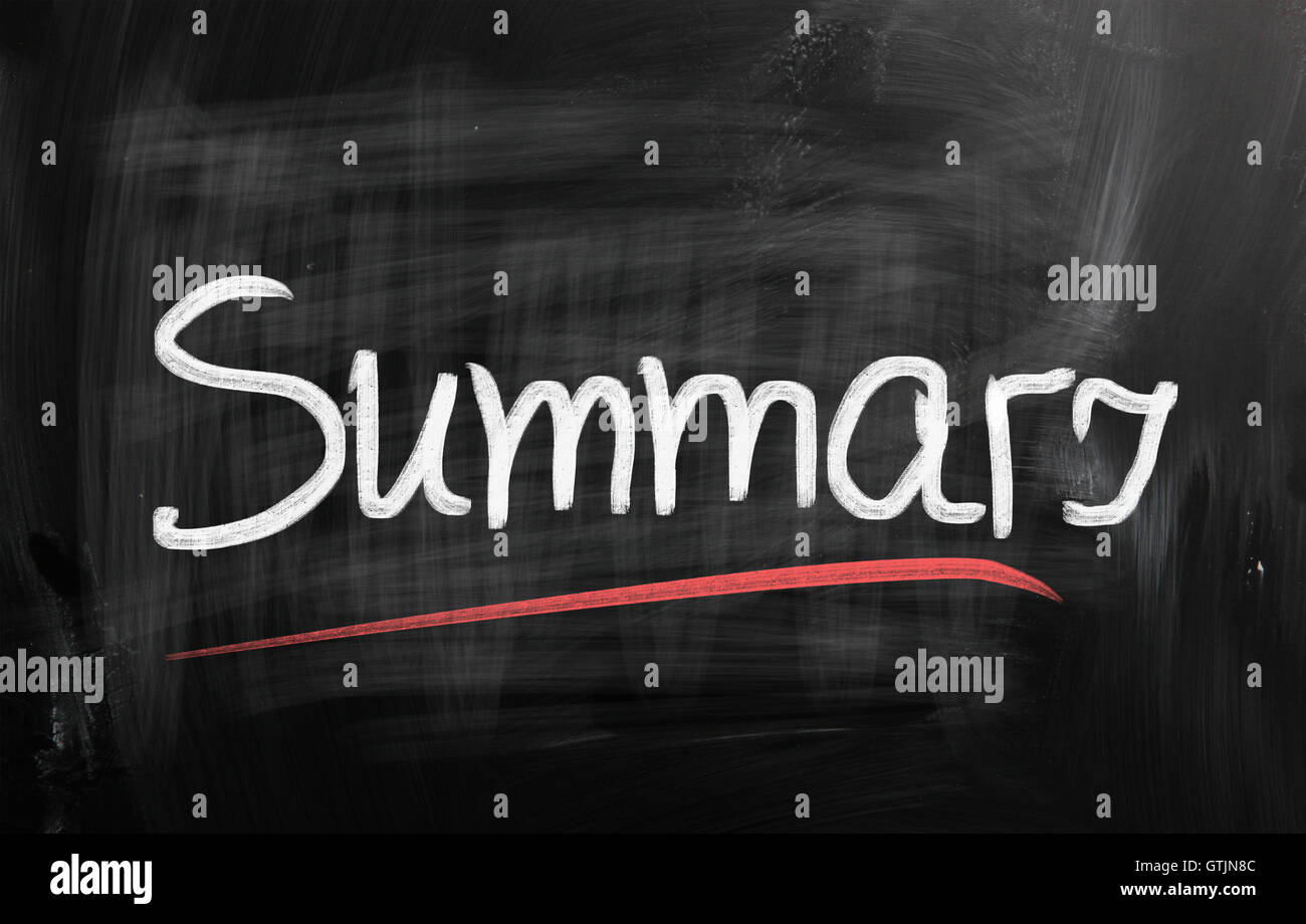 Summary handwritten with chalk on a blackboard Stock Photo - Alamy