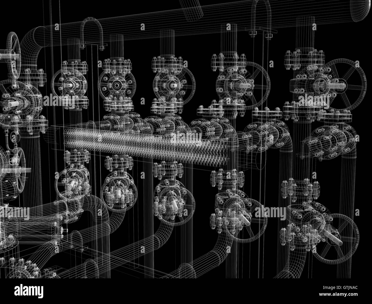 Industrial equipment. Wire-frame render Stock Photo - Alamy