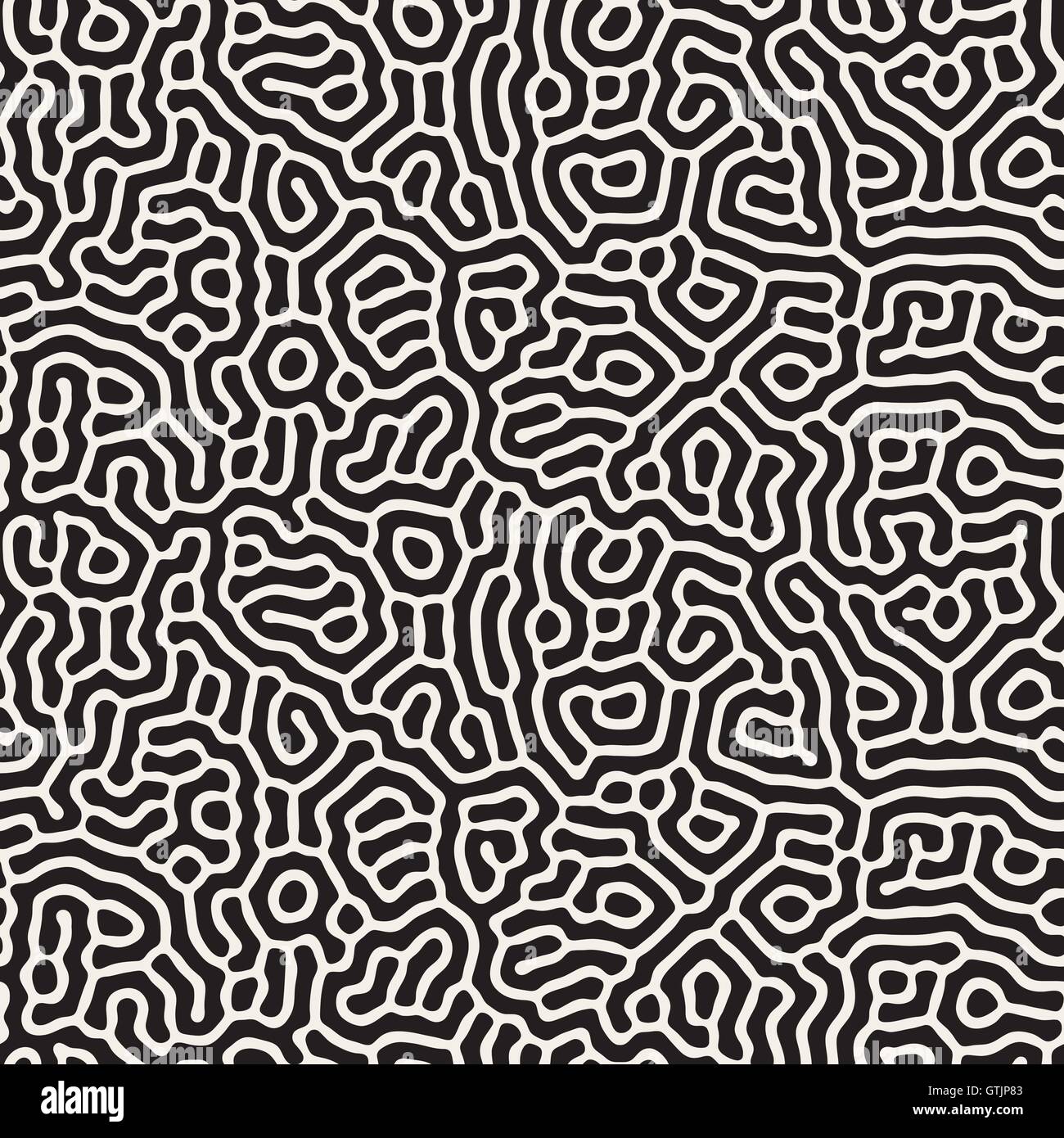 Vector Seamless Black and White Organic Lines Pattern Stock Vector ...