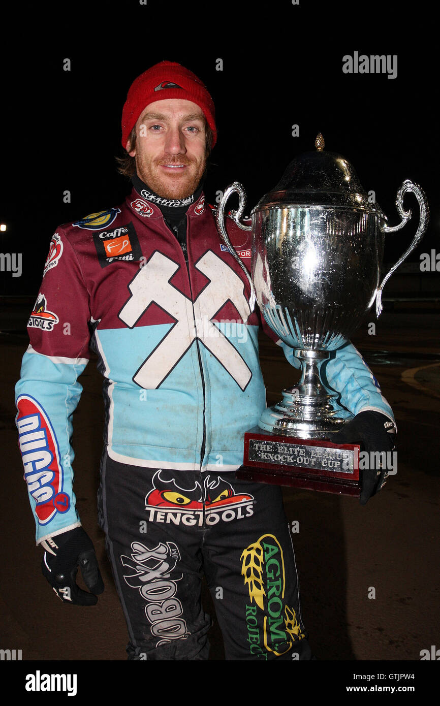 Adam Shields of Lakeside celebrates victory in the KO Cup Final ...
