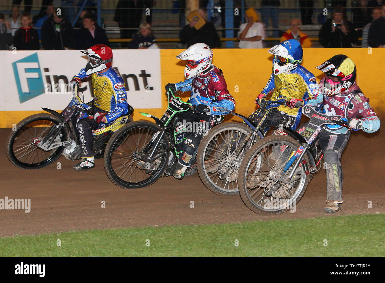 Heat 4: Peter Ljung (white), Robert Mear (yellow), Timo Lahti (blue ...