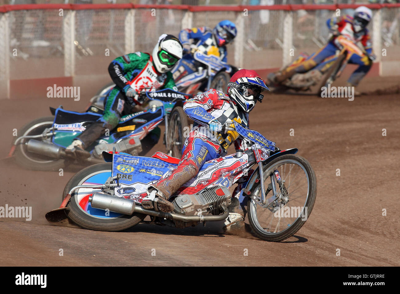 Heat 5: Mason (red), Hopwood (blue), Pickard (white) and Priest ...