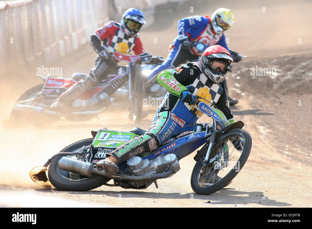Heat 10: Evans (red), Morley (blue) and Atkin - Hackney Hawks vs Stoke ...