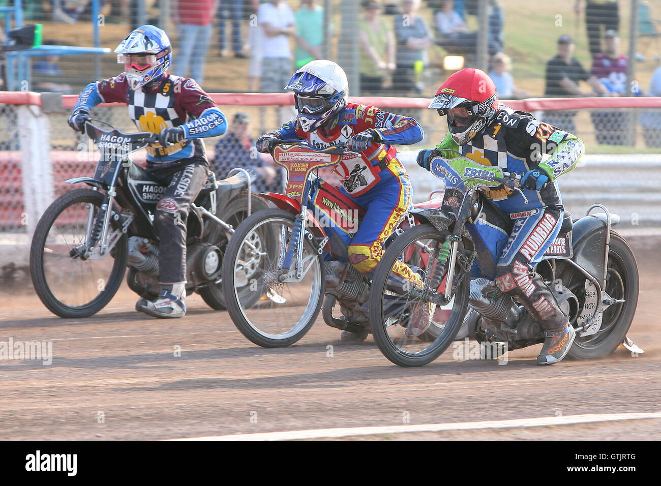 Heat 13: Owen (blue), Priest (white) and Evans - Hackney Hawks vs Stoke ...