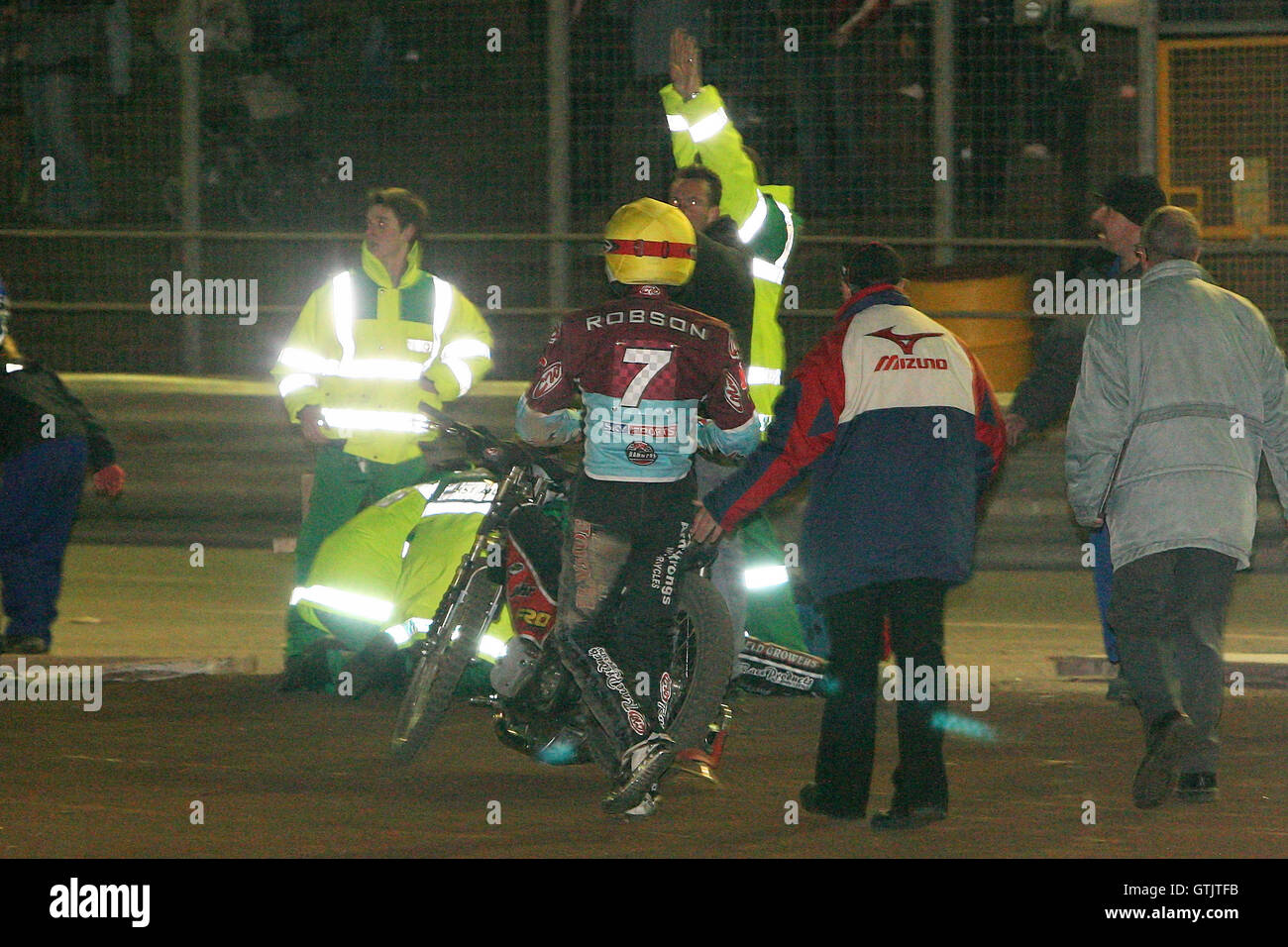 Leigh Lanham of Ipswich is injured in a crash during Heat 8. Stuart ...