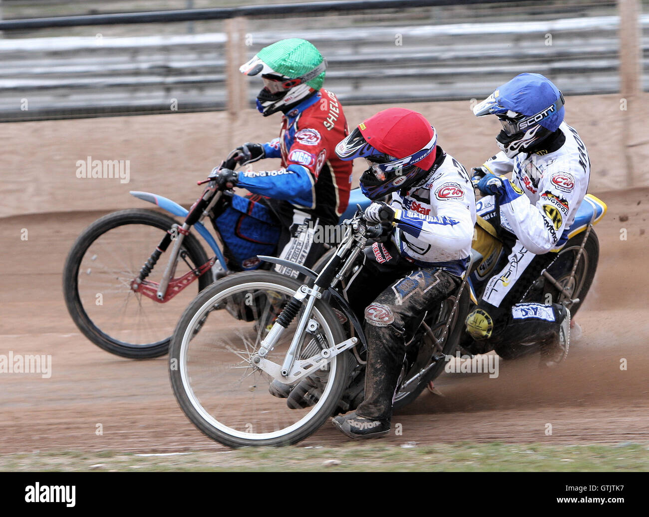 Heat 12: Chris Louis (red), Tobi Kroner (blue) and Adam Shields (green ...