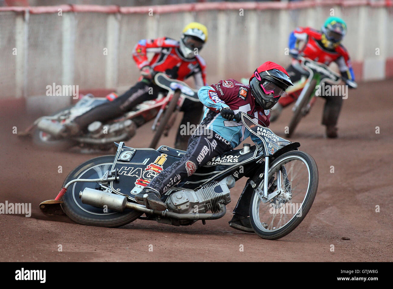 Heat 2: Robert Mear (red), Ulrich Ostergaard (yellow) and Ricky Kling ...