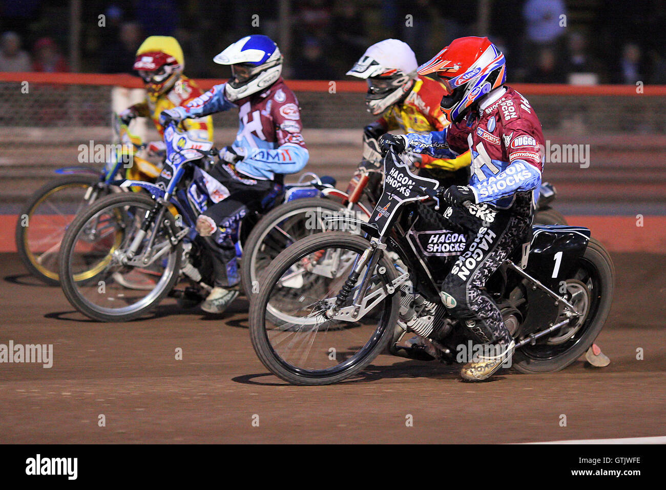 Heat 15: Lee Richardson (red), Piotr Swiderski (blue), Ulrich ...