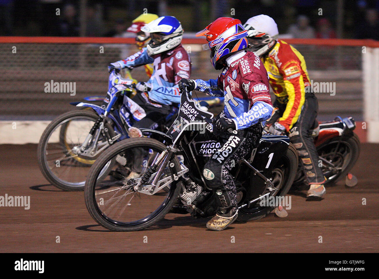 Heat 15: Lee Richardson (red), Piotr Swiderski (blue), Ulrich ...
