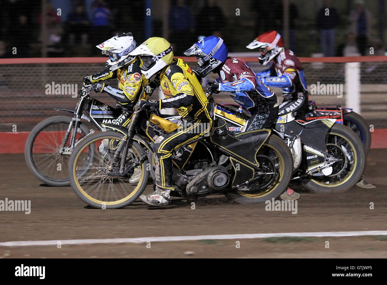 Heat 10: Davey Watt (red), Kim Nilsson (blue), Edward Kennett (white ...