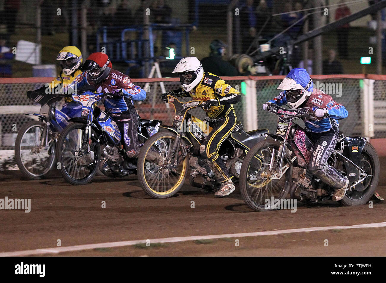 Heat 14: Stuart Robson (red), Rob Mear (blue), Kenni Larsen (white) and ...