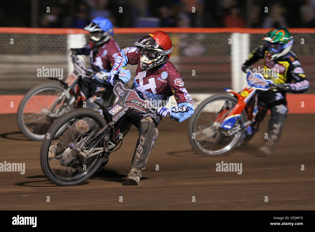 Heat 12: Kauko Nieminen (red), Stuart Robson (blue) and Oliver Allen ...