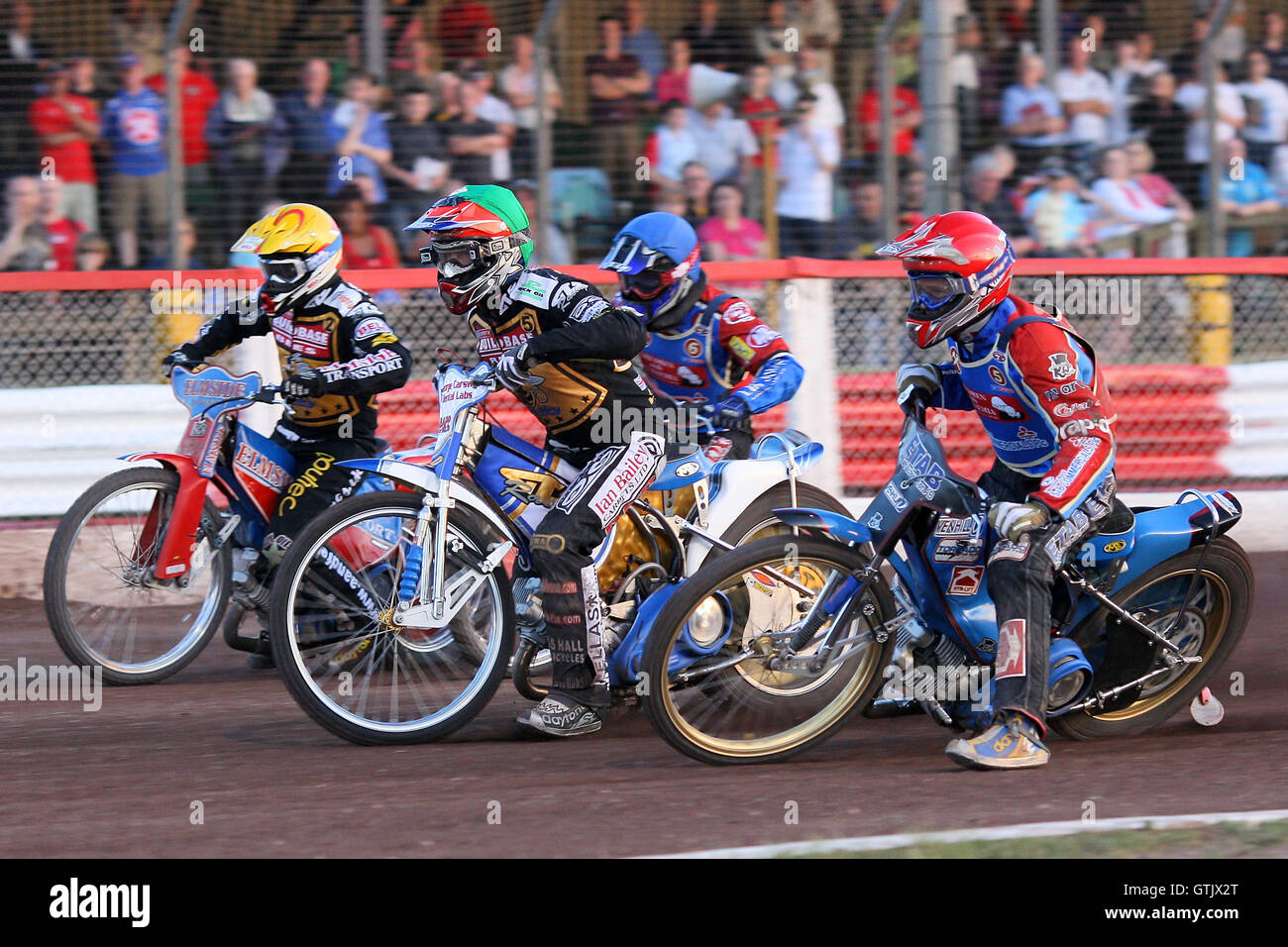 Heat 11: Joonas Davidsson (red), Ricky Kling (blue), Simon Stead (green ...