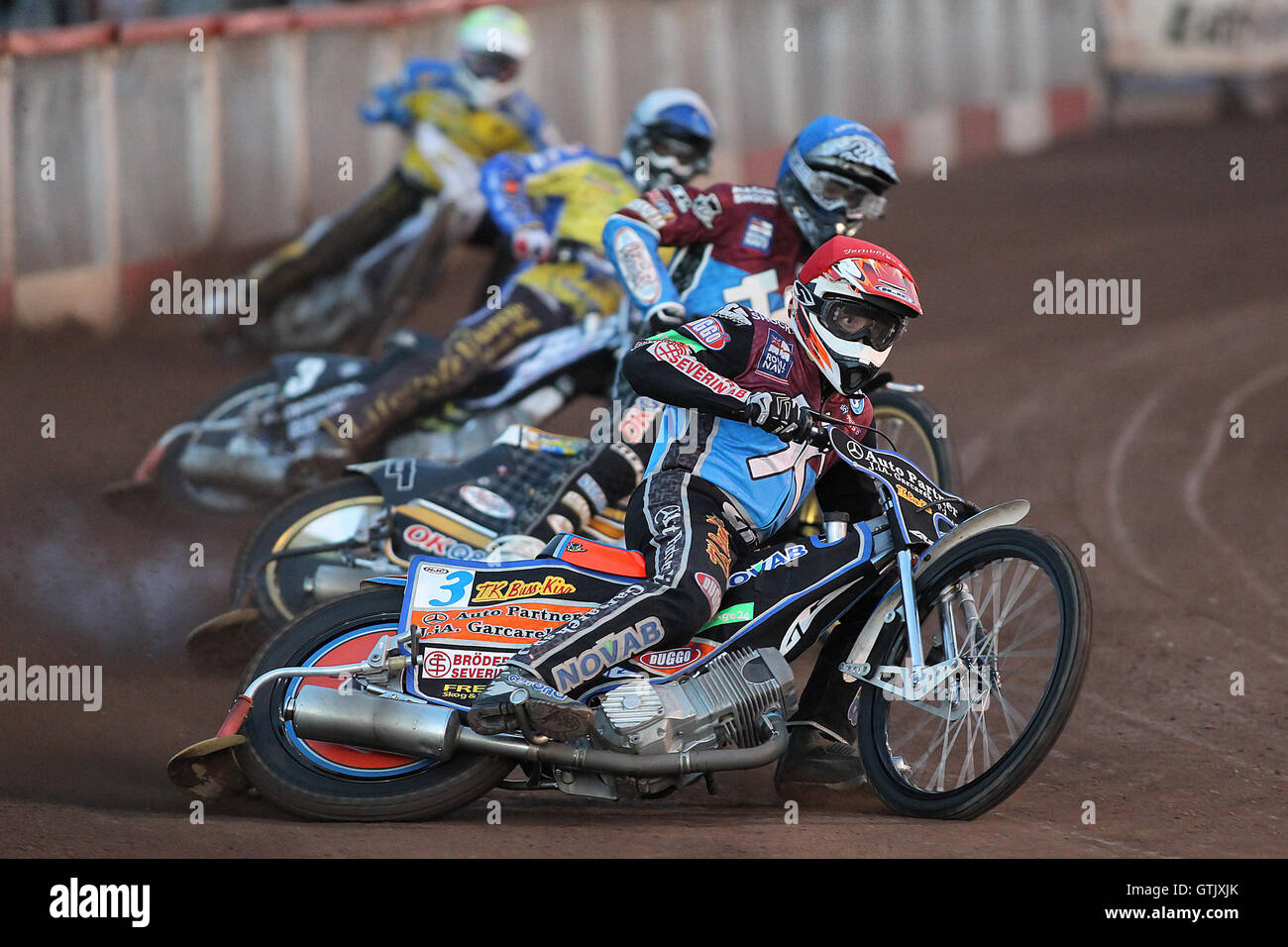Heat 3: Peter Karlsson (red), Kim Nilsson (blue), Simon Gustafsson ...
