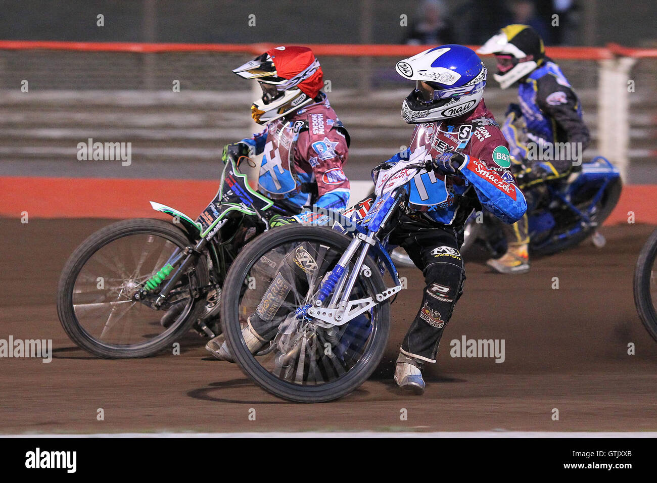 Heat 9: Lewis Bridger (red), Piotr Swiderski (blue) and Rory Schlein ...
