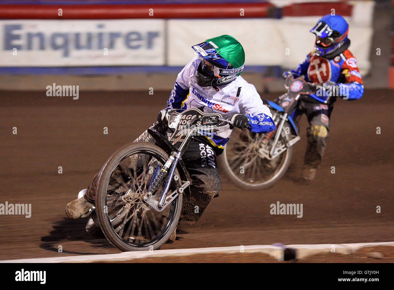 Heat 11: Edward Kennett (green) ahead of Ricky Kling - Lakeside Hammers ...