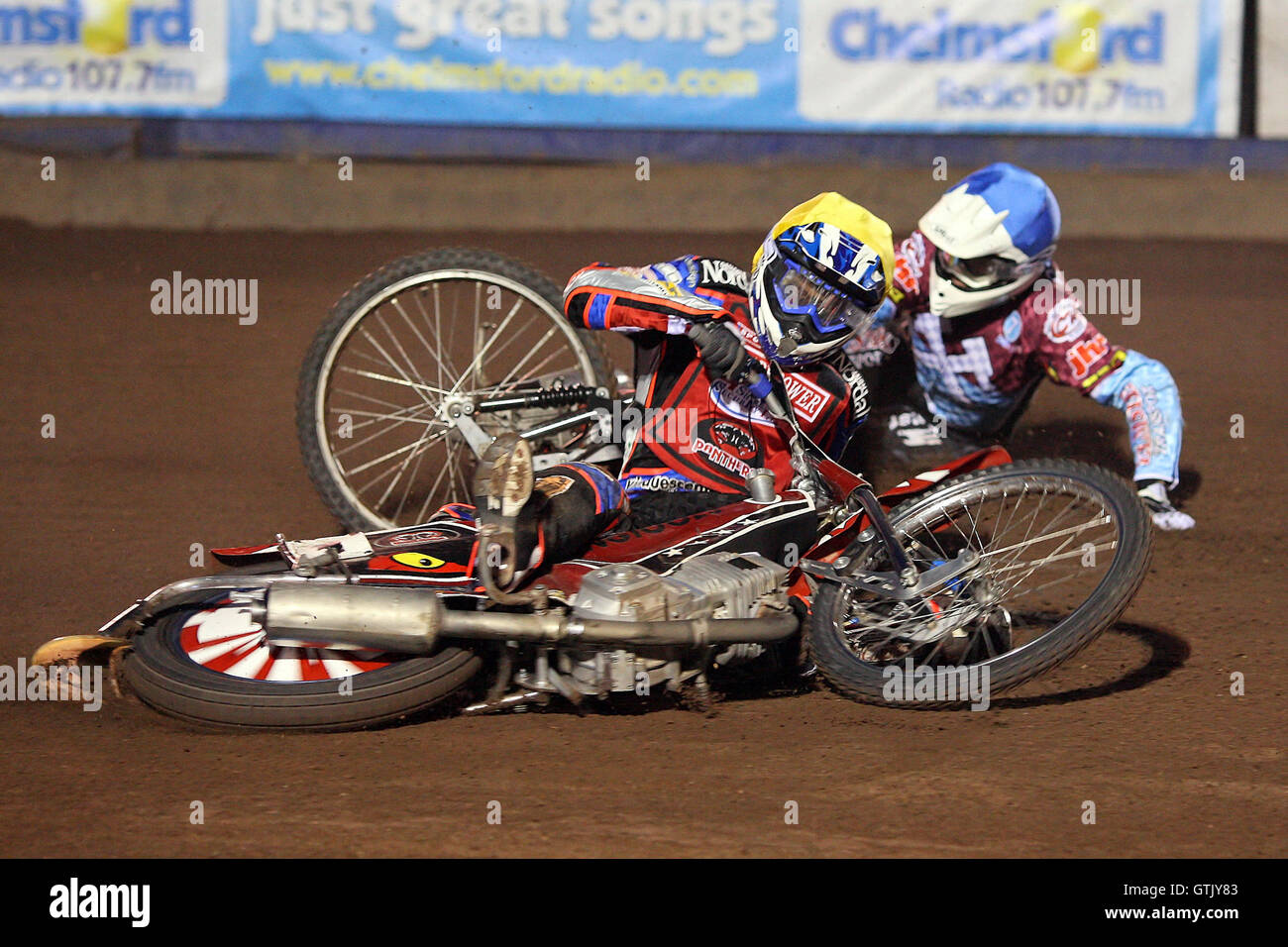 Heat 2: Rene Bach (yellow) and Stuart Robson (blue) crash out ...