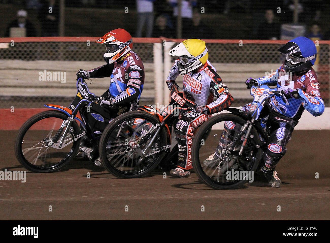 Heat 3: Peter Karlsson (red), Linus Sundstrom (yellow) and Stuart ...