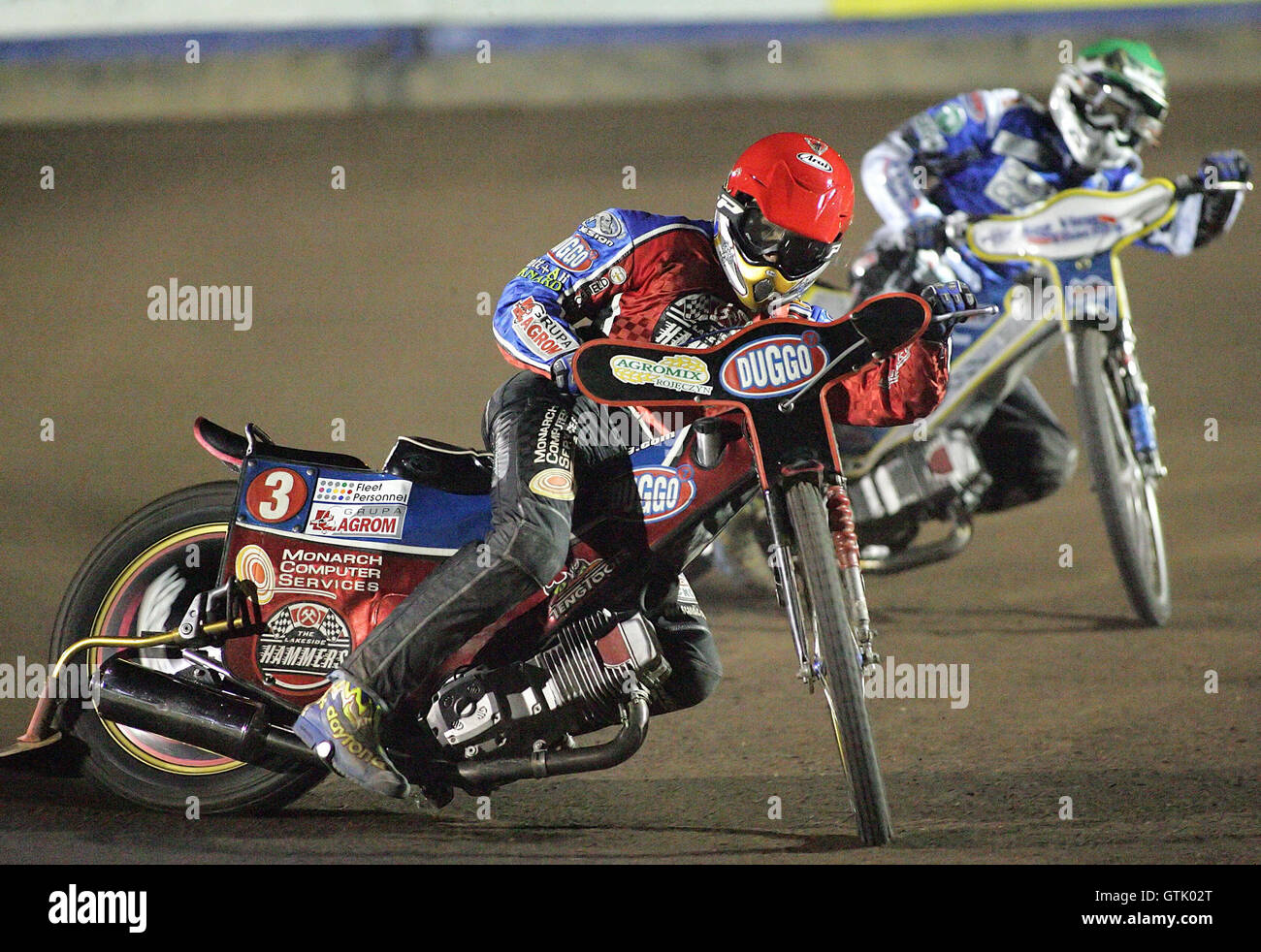 Heat 12 - Kasprzak (red), Pedersen - Lakeside Hammers vs Poole Pirates ...