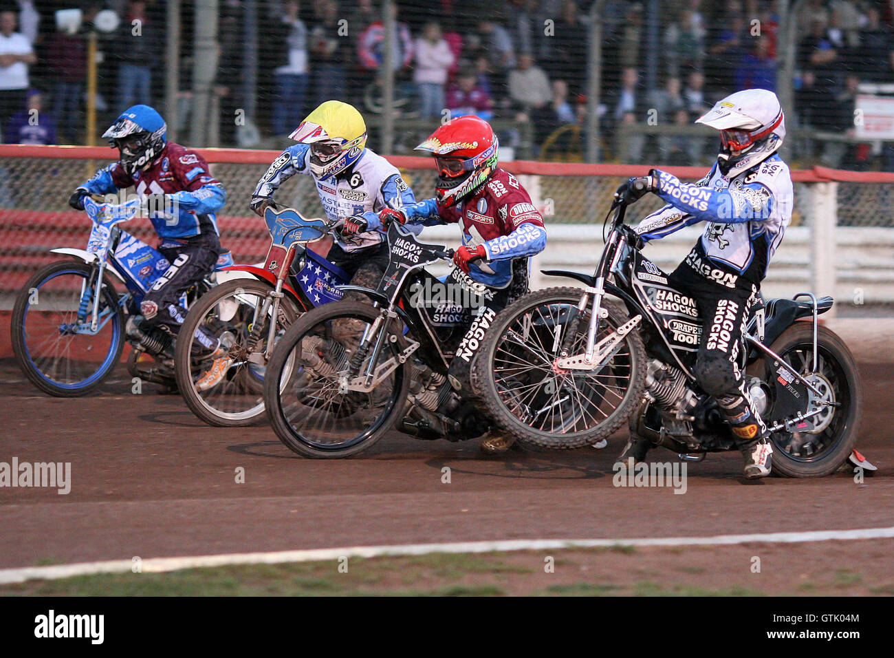 Heat 6: Darcy Ward (white), Lee Richardson (red), Renat Gafurov (yellow ...