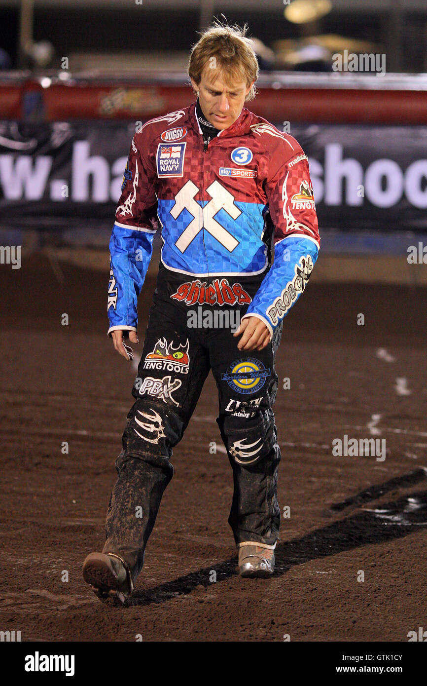 Adam Shields of Lakeside supervises work to repair the track after heat ...