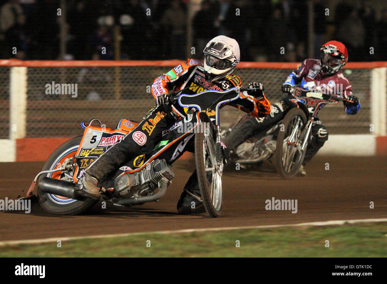 Heat 9: Peter Karlsson (white) ahead of Adam Shields - Lakeside Hammers ...