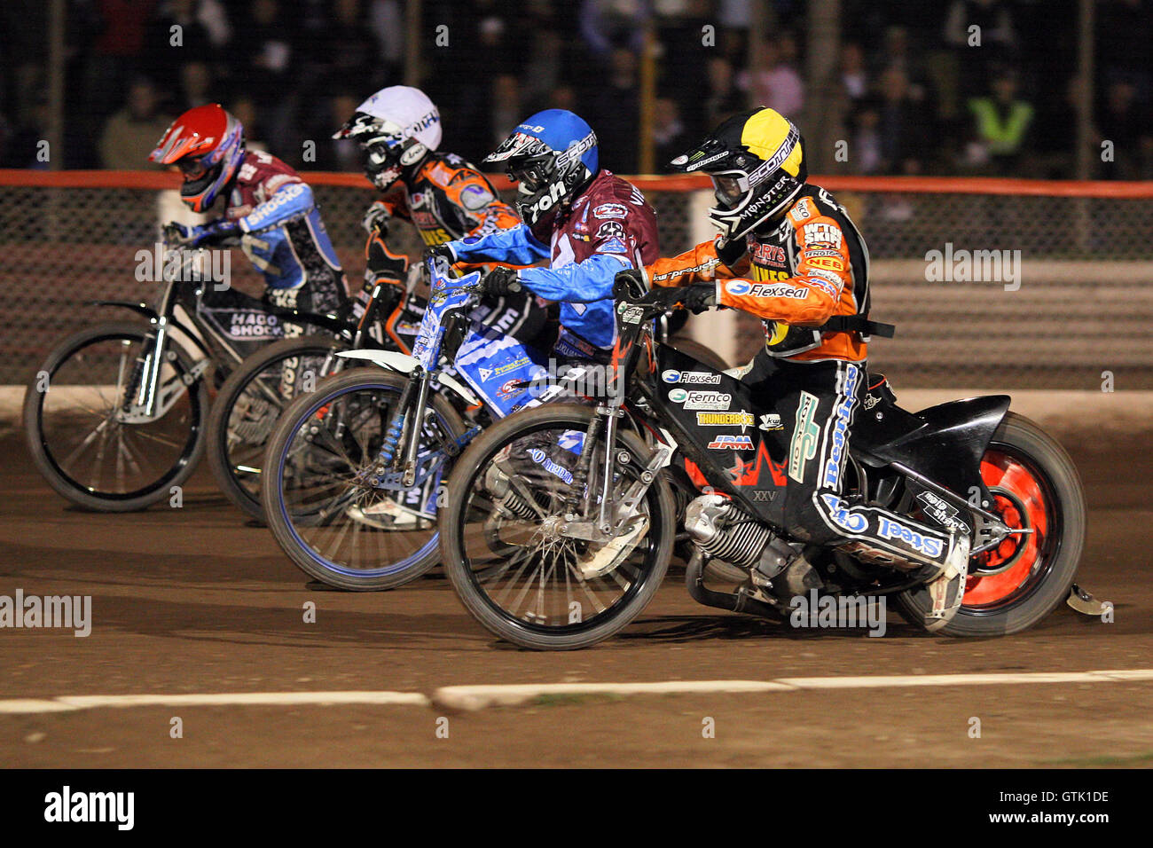 Heat 10: Kauko Nieminen (blue), Tai Woffinden (yellow), Ty Proctor ...