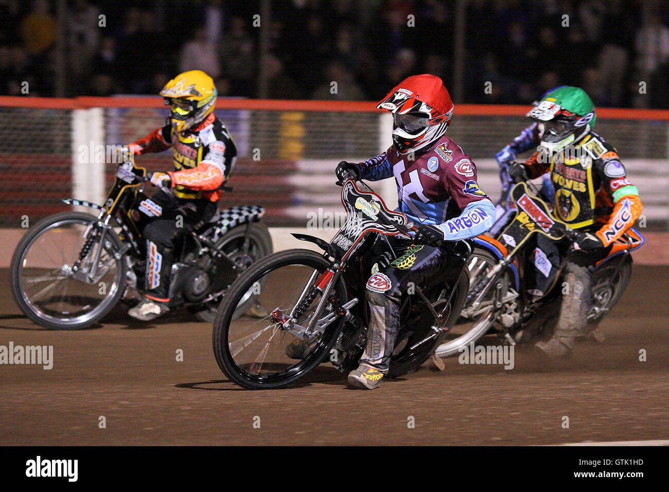 Heat 13: Adam Shields (red), Fredrik Lindgren (yellow) and Peter ...
